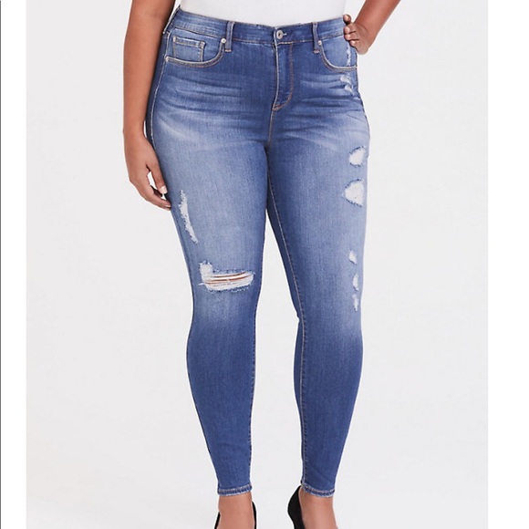 torrid | Jeans | Torrid Distressed Sky High Skinny Jeans Size 4 | Poshmark